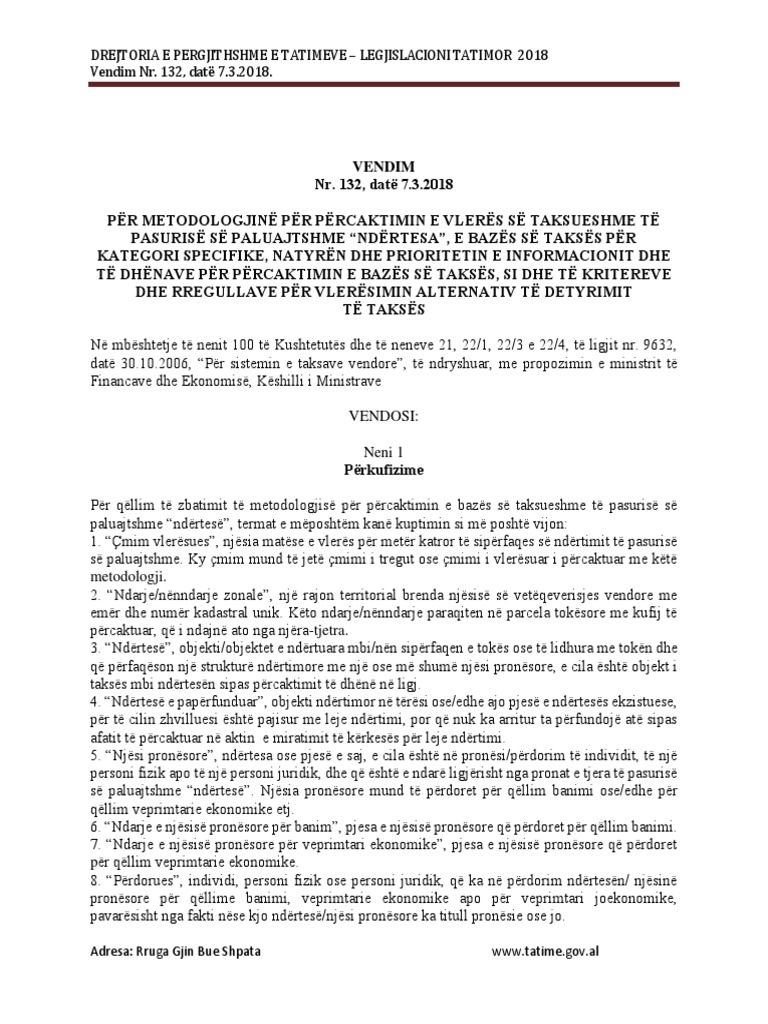 VKM-Nr.-132-datë-7.3.2018 Cmimet e References Per Takses | PDF