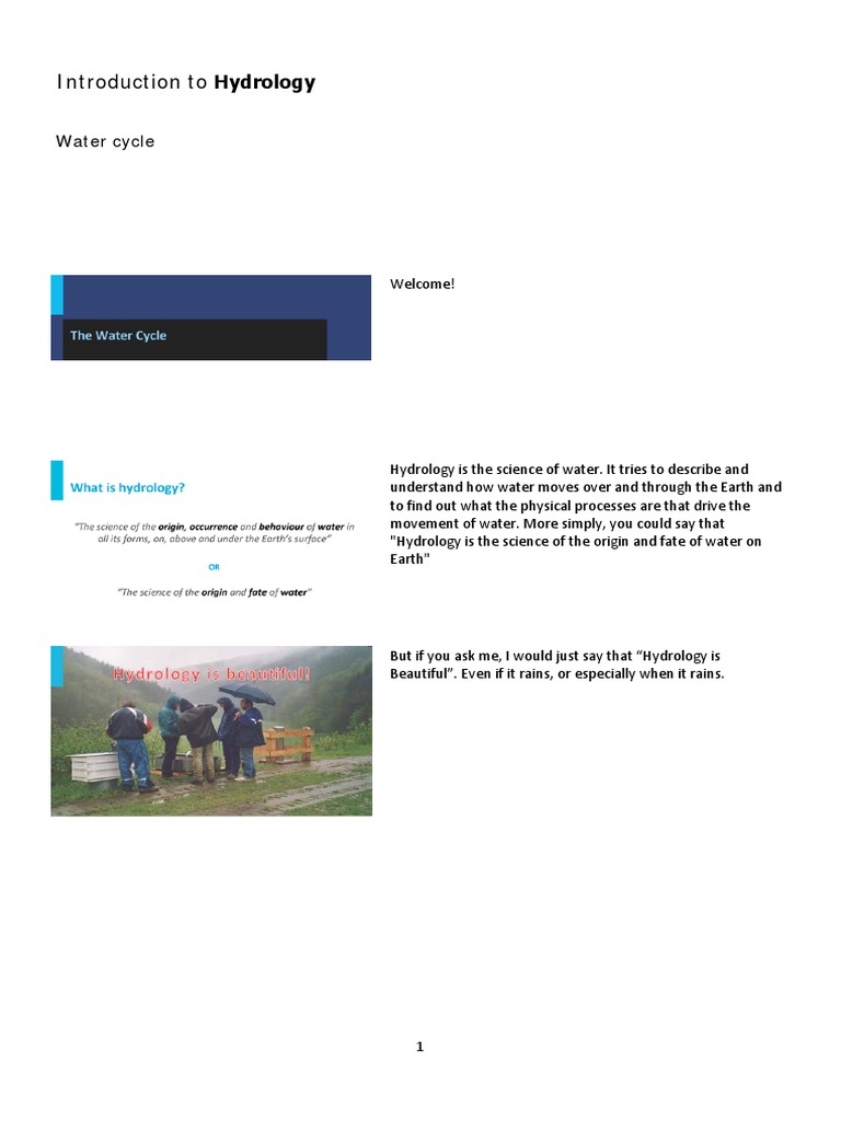 Introduction To Hydrology: Water Cycle | PDF | Drainage Basin | Hydrology