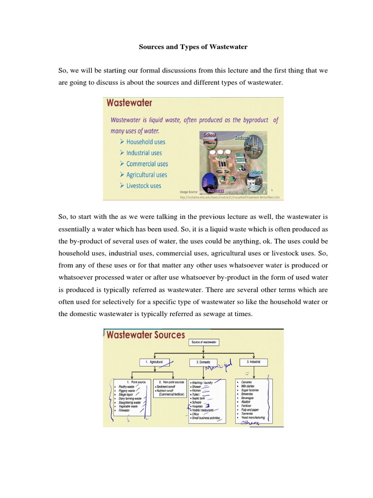 01 - Sources of Wastewater | PDF | Wastewater | Sewage Treatment