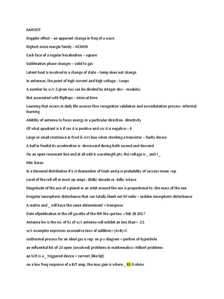 Kahoot Review | PDF | Antenna (Radio) | Waves