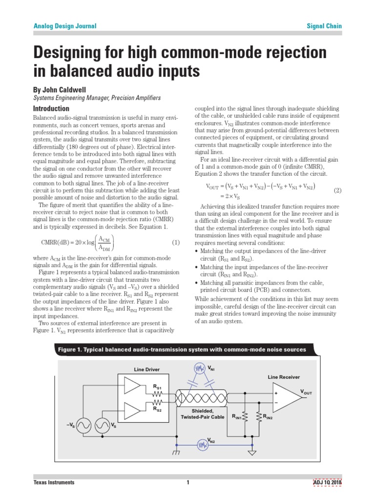 Designing For High Common-Mode Rejection in Balanced Audio Inputs | PDF ...