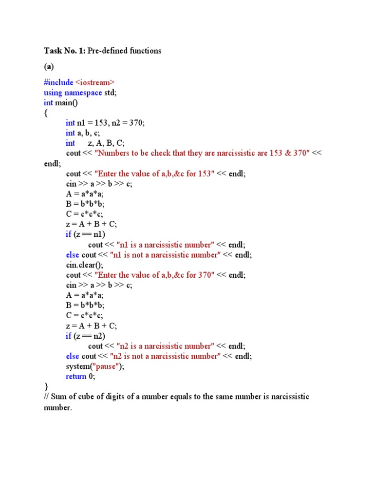Include Using Namespace Int Int Int Int Task No 1 A Pdf Fahrenheit Integer Computer 4298