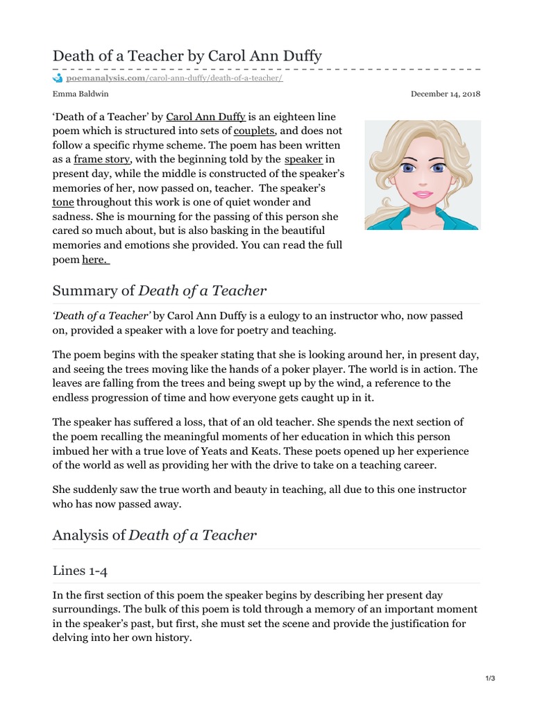 Death of A Teacher | PDF | W. B. Yeats | Poetry