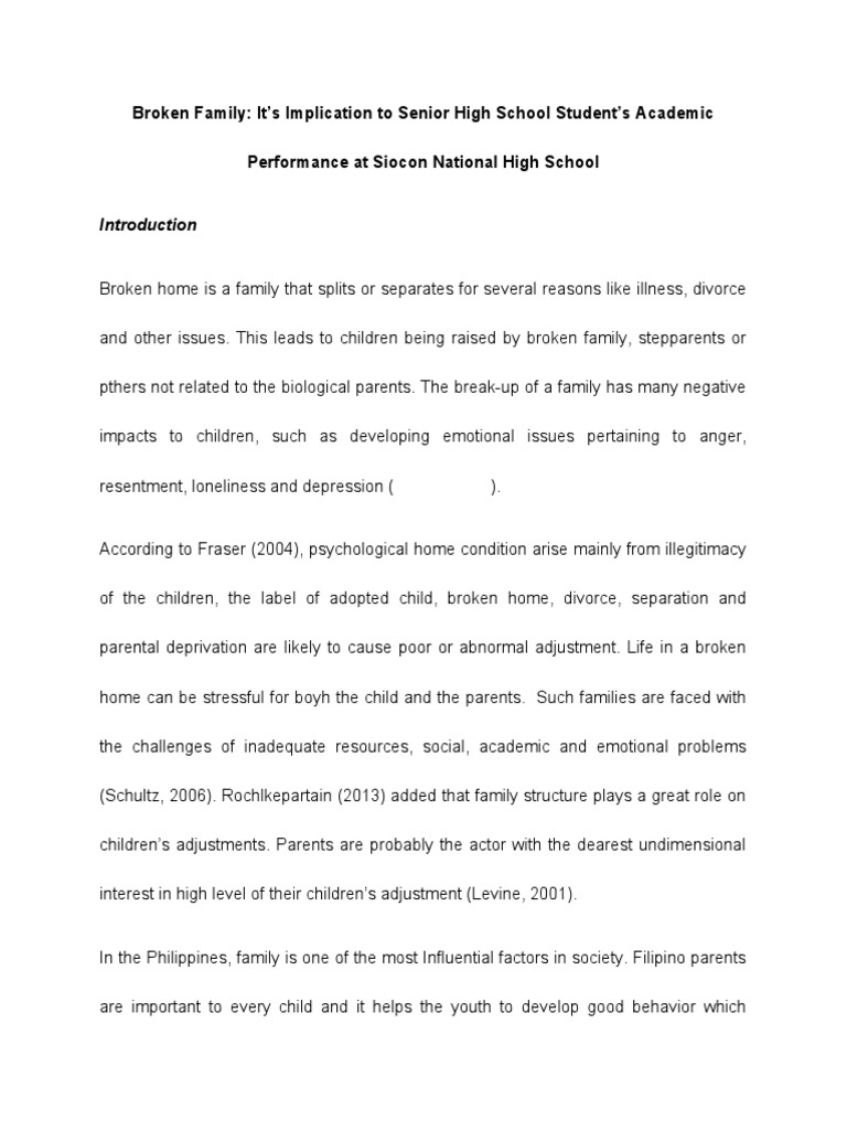 Broken Family: It's Implication To Senior High School Student's ...