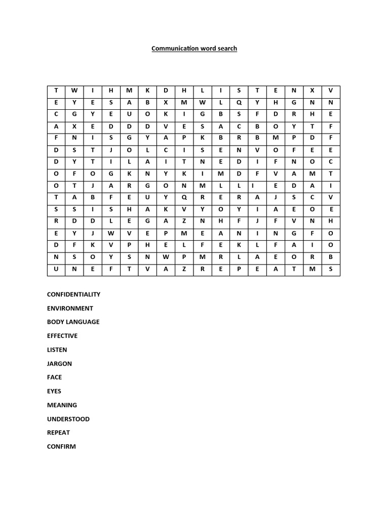 Communication Skills Word Search | PDF