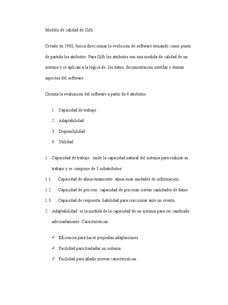 Modelo de Calidad de Gilb | PDF