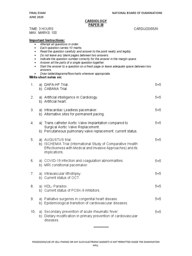 Cardiology Board Questions PDF | PDF | Cardiology | Artificial Cardiac ...