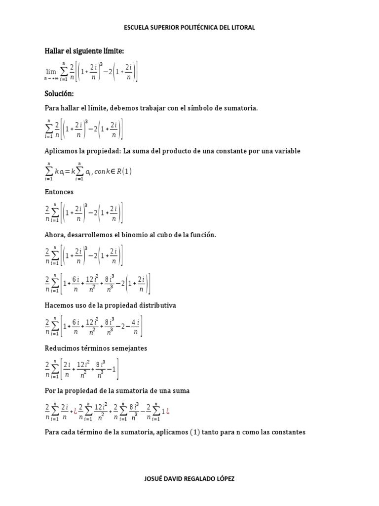 Límite de suma en cálculo avanzado | PDF | Álgebra | Enseñanza de ...