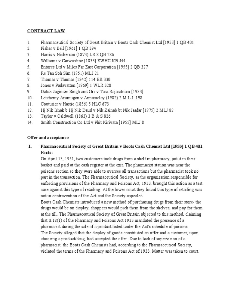 Contract Case Law | Download Free PDF | Misrepresentation | Consideration