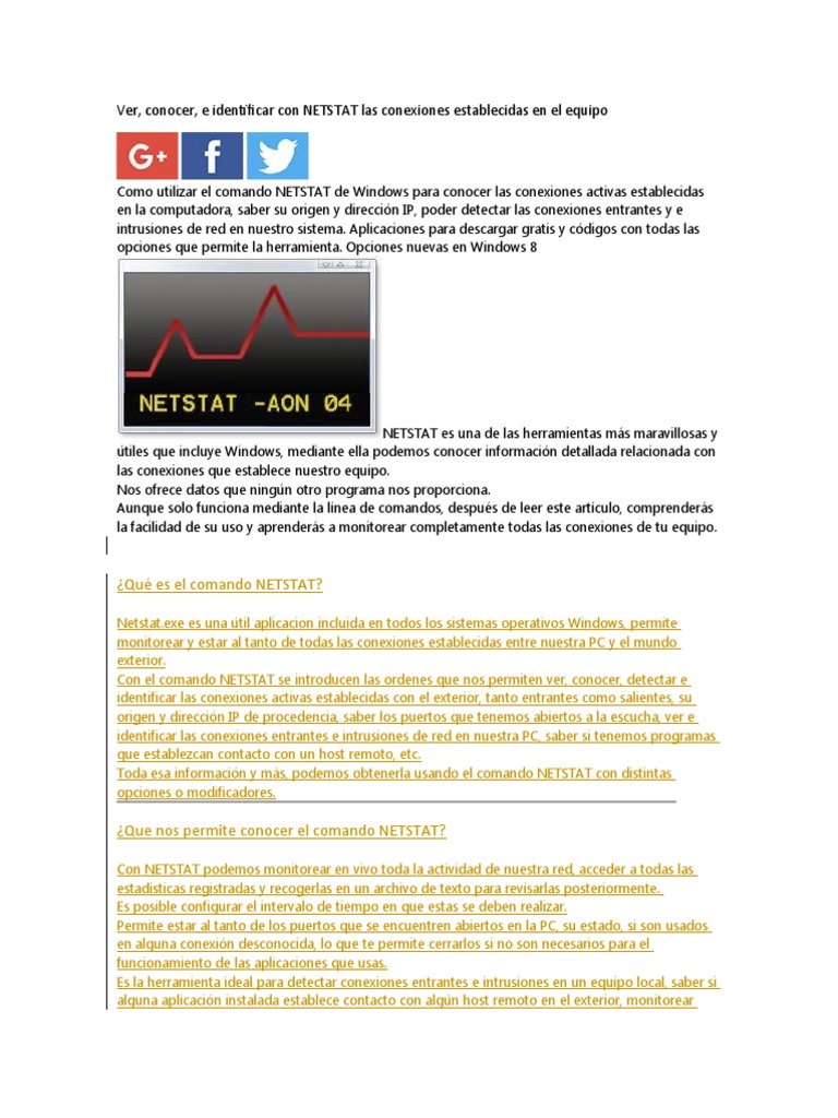 Aplicaciones Netstat | PDF | Interfaz de línea de comando | Archivo de computadora