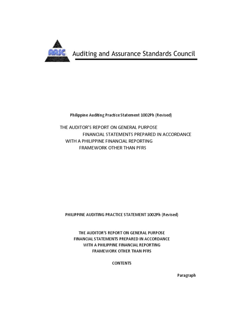The Auditor'S Report On General Purpose Financial Statements Prepared ...