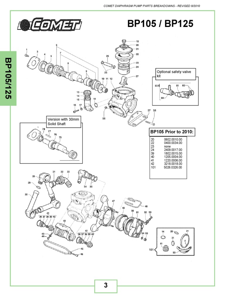 Comet Diaphragm Pump BP105 BP125 | PDF | Pump | Piston