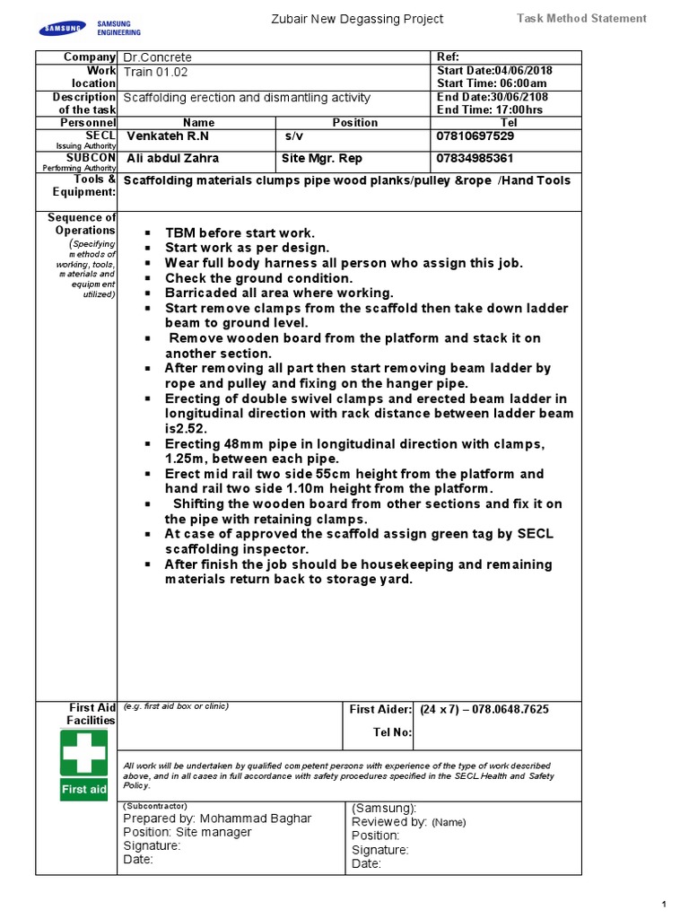 Best Method Statement | PDF