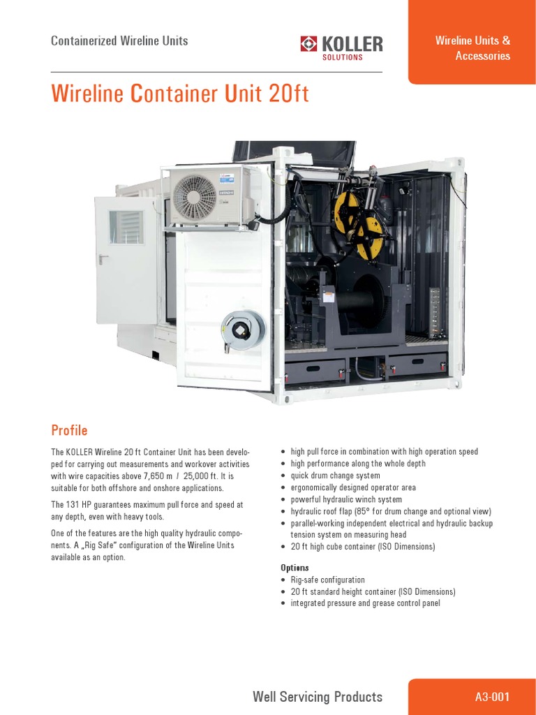 A3 Containerized Wireline Unit Specs | PDF | Nature