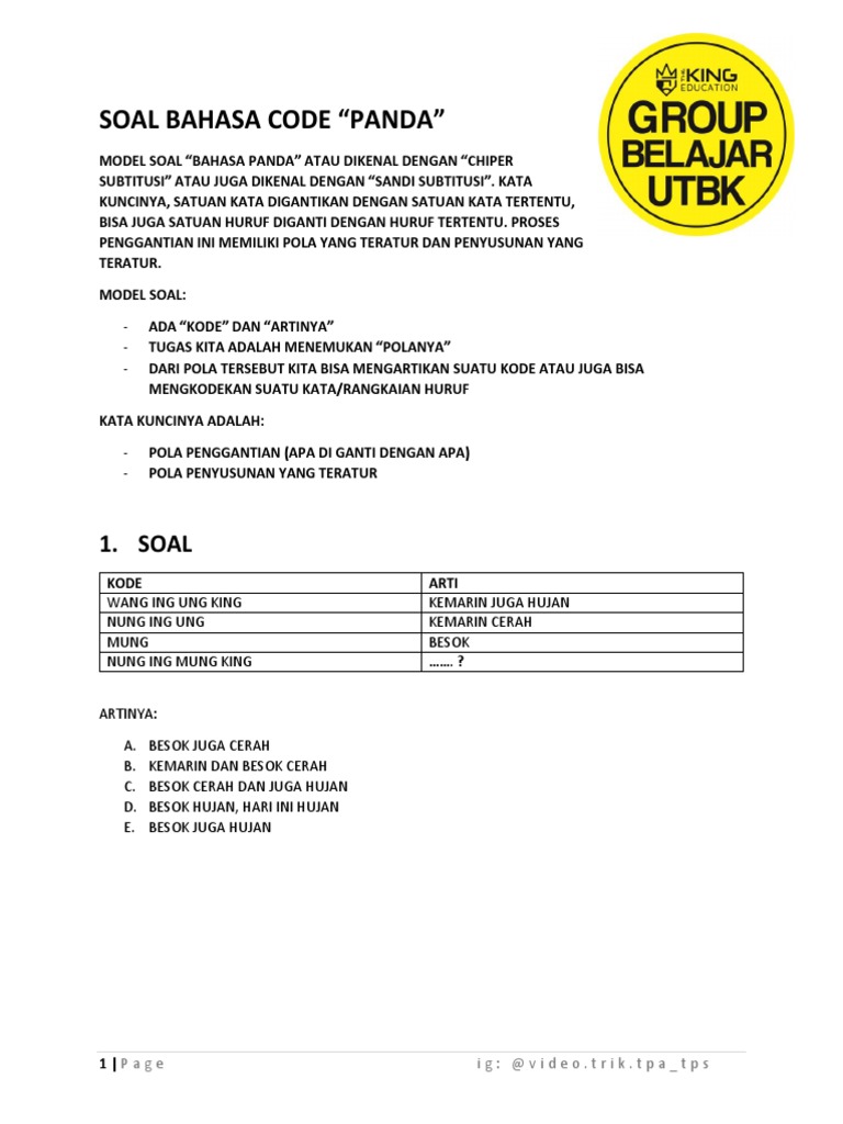 Soal Bahasa Code Panda | PDF