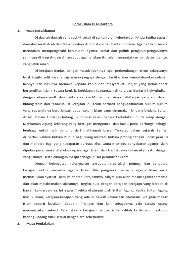 Corak Islam Di Nusantara | PDF