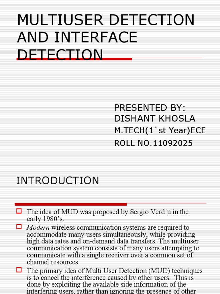 Multiuser Detection And Interface Detection Pdf Detector Radio Computer Science