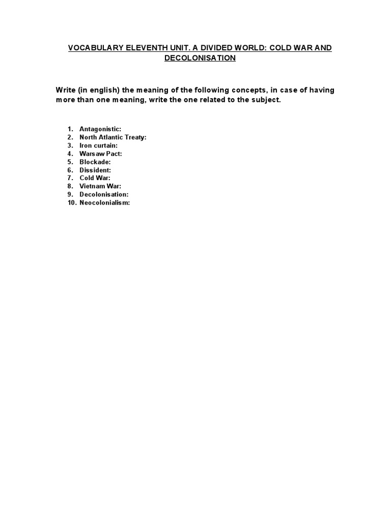 Cold War & Decolonisation Terms | PDF | Young Adult