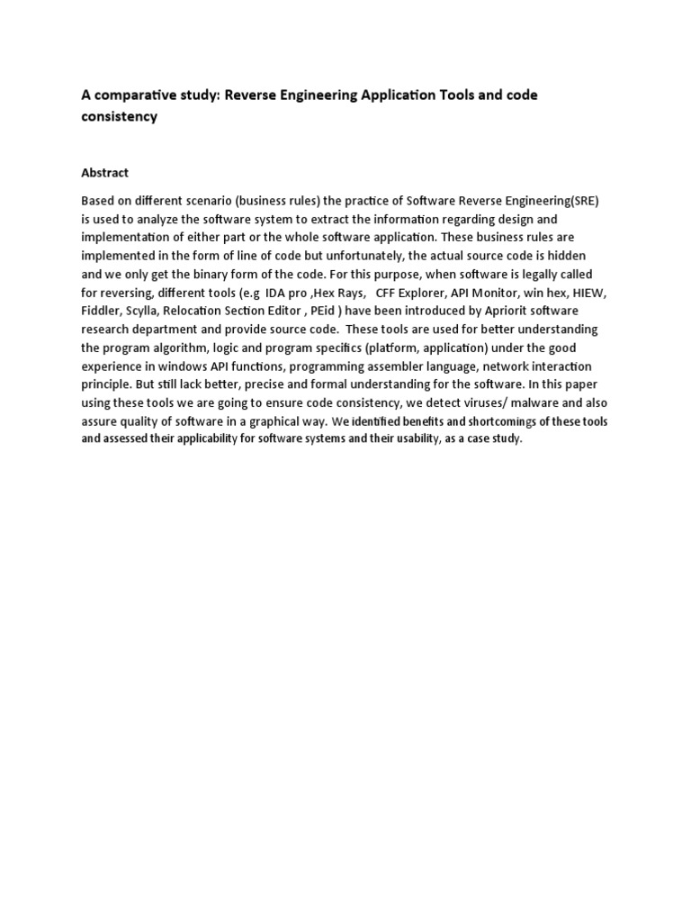 A Comparative Study: Reverse Engineering Application Tools and Code Consistency | PDF