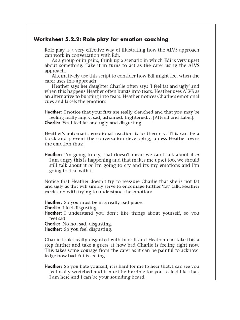 Validating Emotions Through Role Play: An Example of Using the ALVS ...
