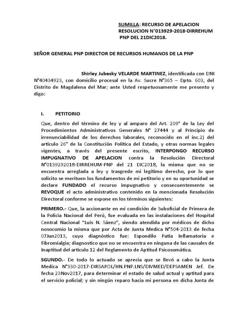 Apelacion Shirley Velarde | PDF | Policía | Gobierno