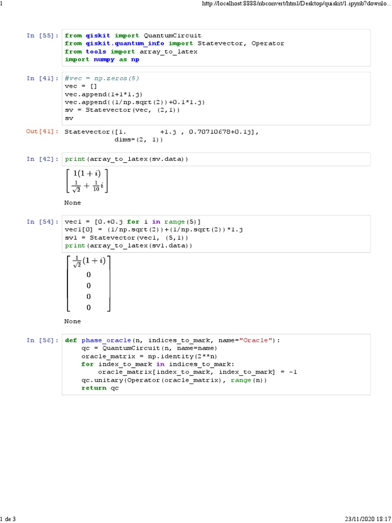 Quantum circuit phase oracle and statevector evolution | PDF | Quantum ...