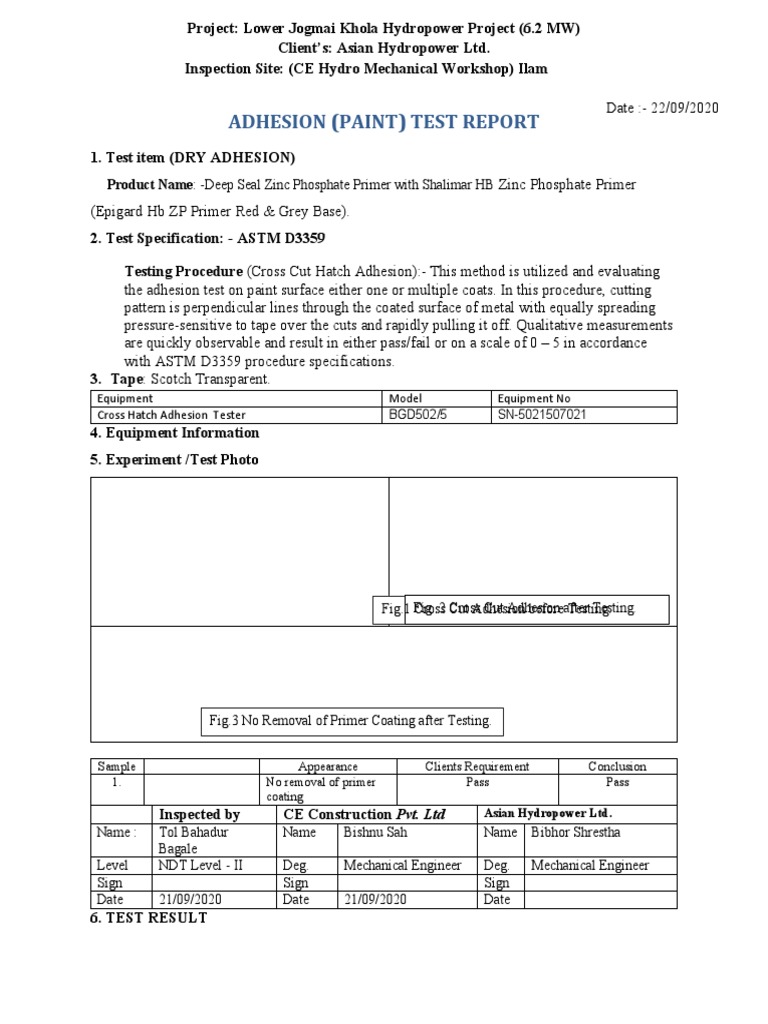Adhesion Test Report for Zinc Primer | PDF | Building Engineering ...