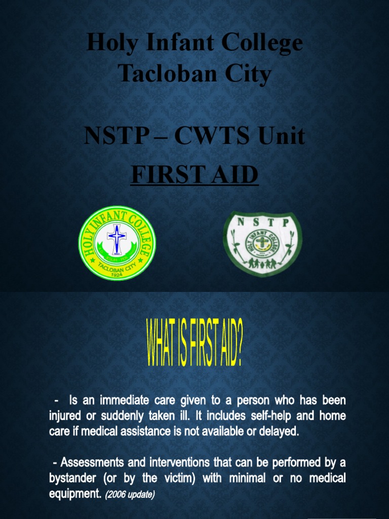 Holy Infant College Tacloban City NSTP - Cwts Unit First Aid | Download ...