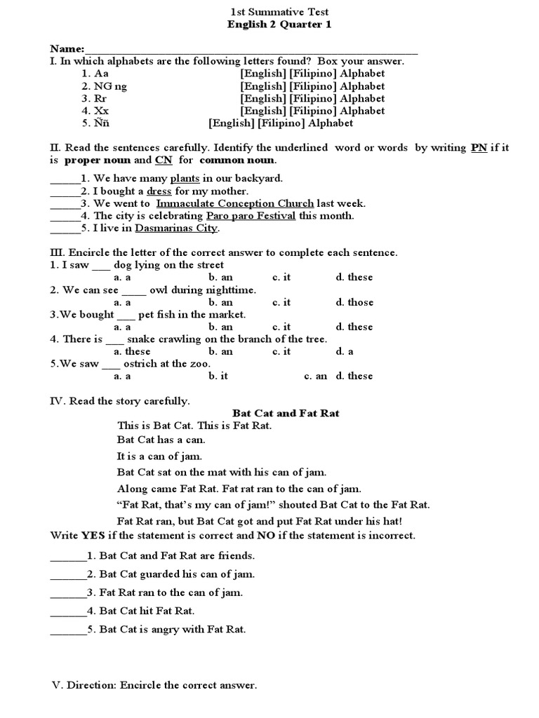 Summative Test English Q1 MELC | PDF | Plot (Narrative)