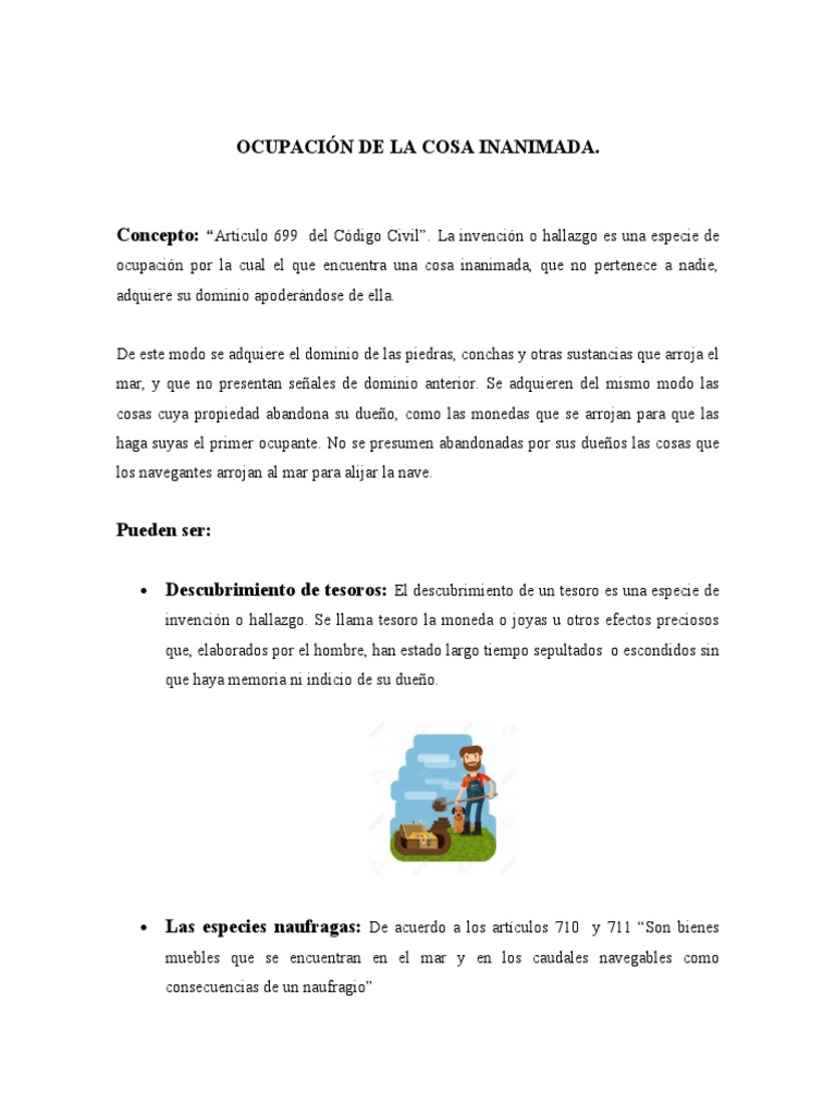 La adquisición del dominio de cosas inanimadas mediante la ocupación ...