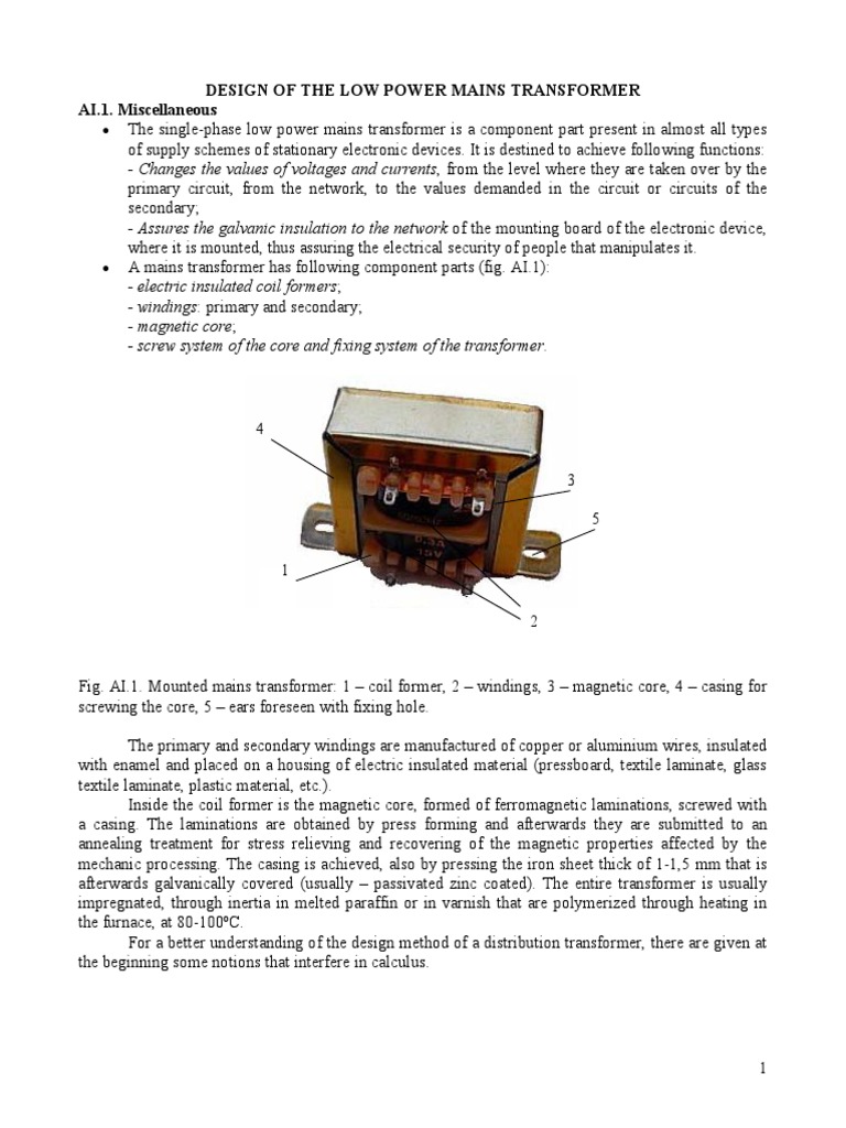 3.proiectare Transformator Retea Mica Putere PDF | PDF | Transformer | Mains Electricity