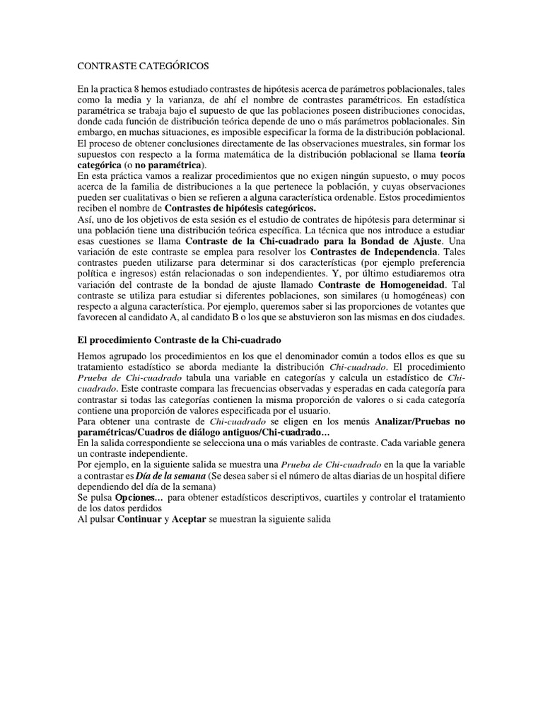 Práctica 9 Contrastes Categóricos PDF | PDF | Valor P | Distribución normal