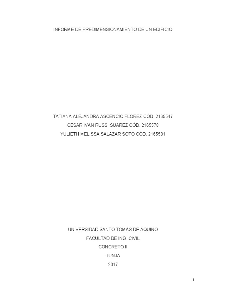 INFORME FINAL DISEÑO EDIFICIO 5 pisos Usta Tunja Septimo Semestre | PDF | Hormigón | Diseño