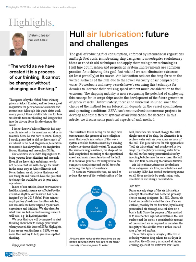 SSPA Hull Air Lubrication Future and Challenges | PDF | Drag (Physics ...