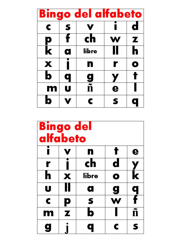 Bingo Del Alfabeto | PDF