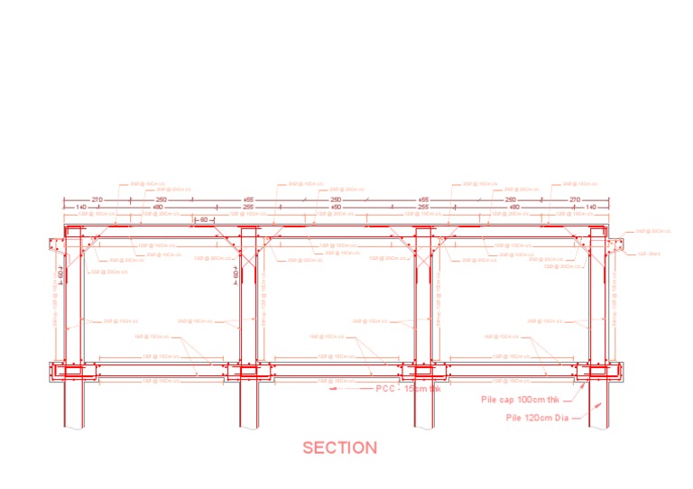 Section: Pile Cap 100cm THK PCC - 15cm THK | PDF