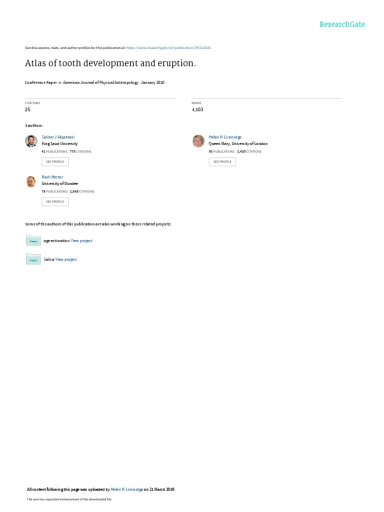 Atlas of Tooth Development1 | PDF | Human Tooth | Tooth