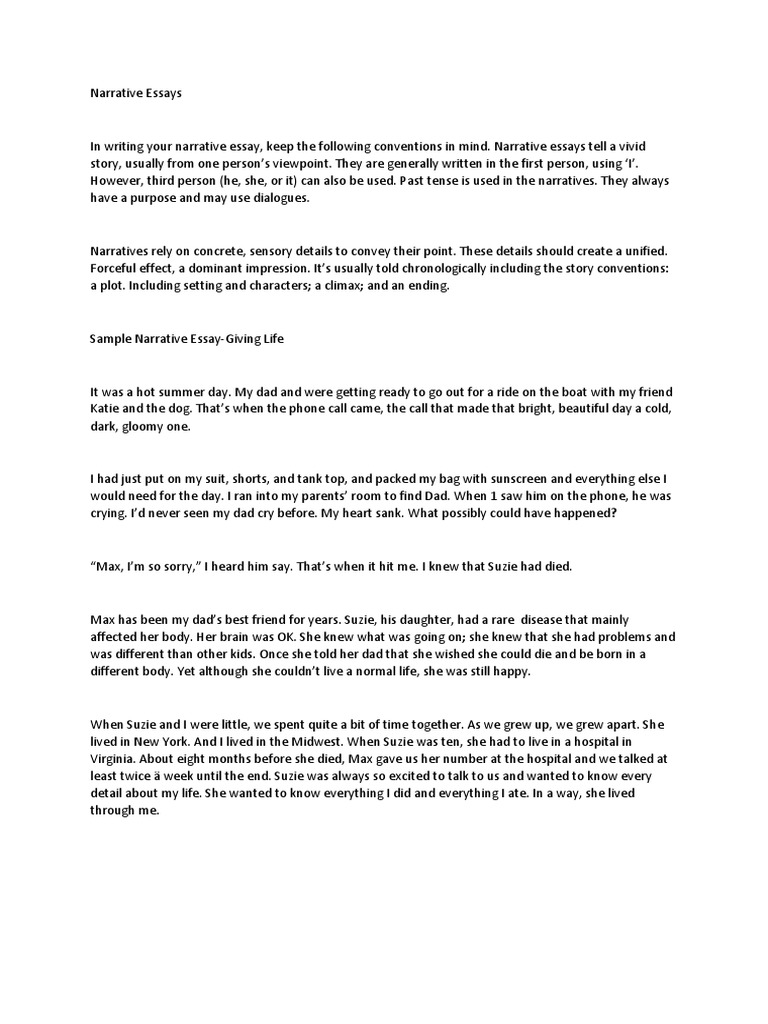 Narrative Essay Example