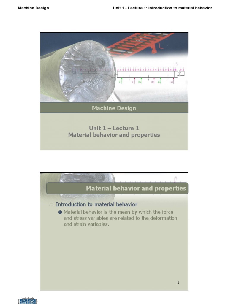 Unit 1 - Lecture 1 Material Behavior and Properties: Machine Design ...