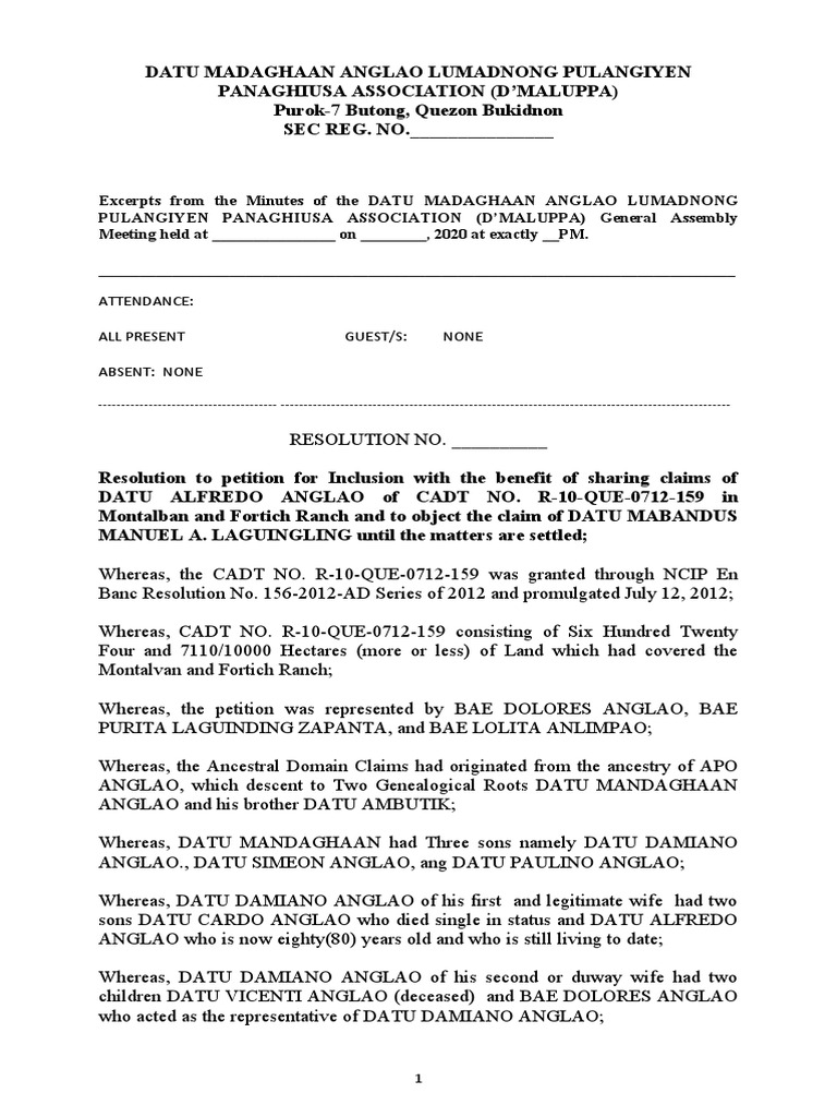 Resolution | PDF | Private Law | Government Information