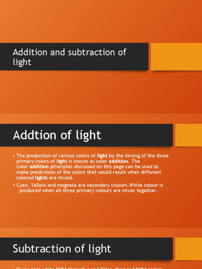 Addition and Subtraction of Light | PDF