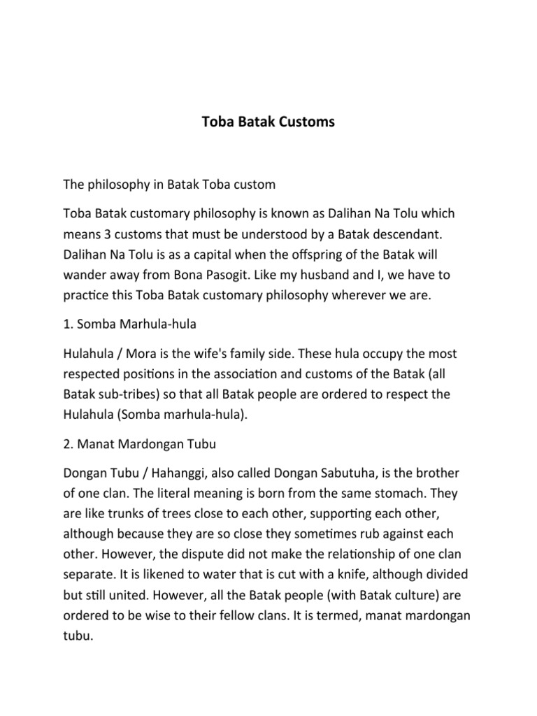 Toba Batak Customs and Traditions | PDF | Wedding | Bride