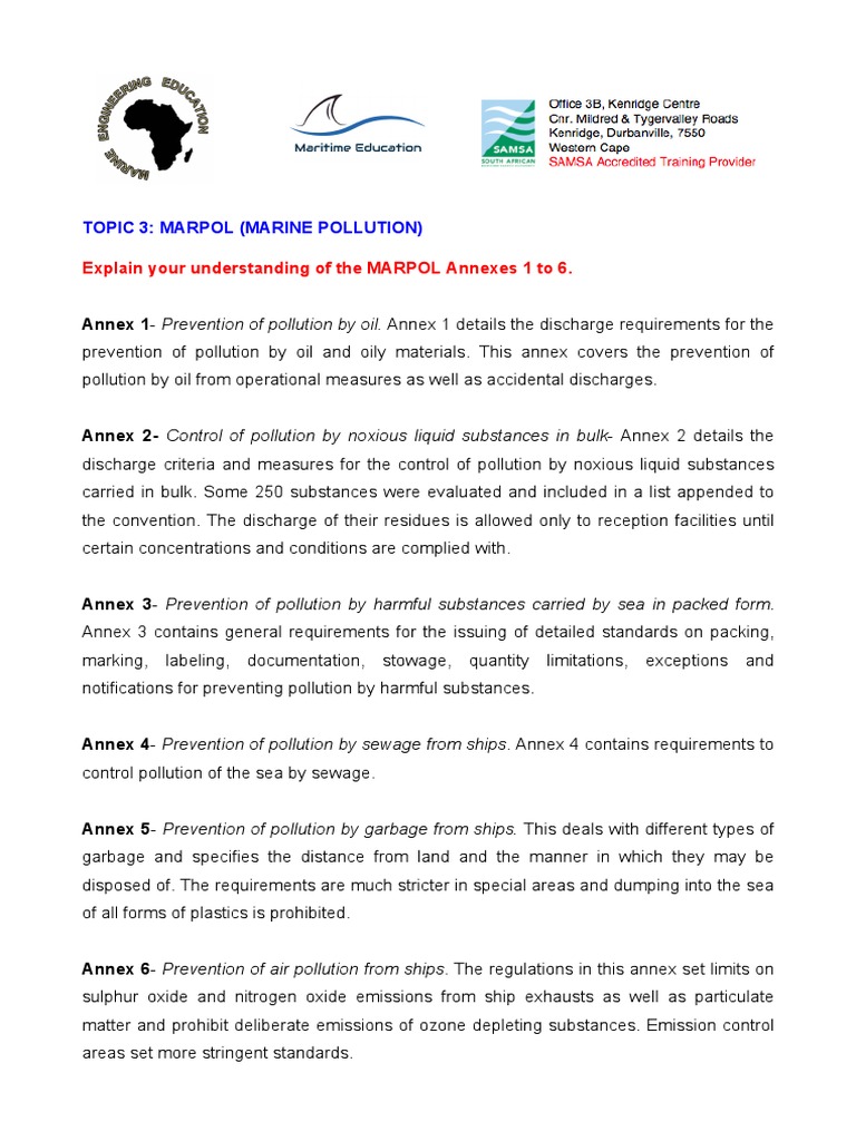 Topic 3 - Marpol | PDF | Human Impact On The Environment | Nature
