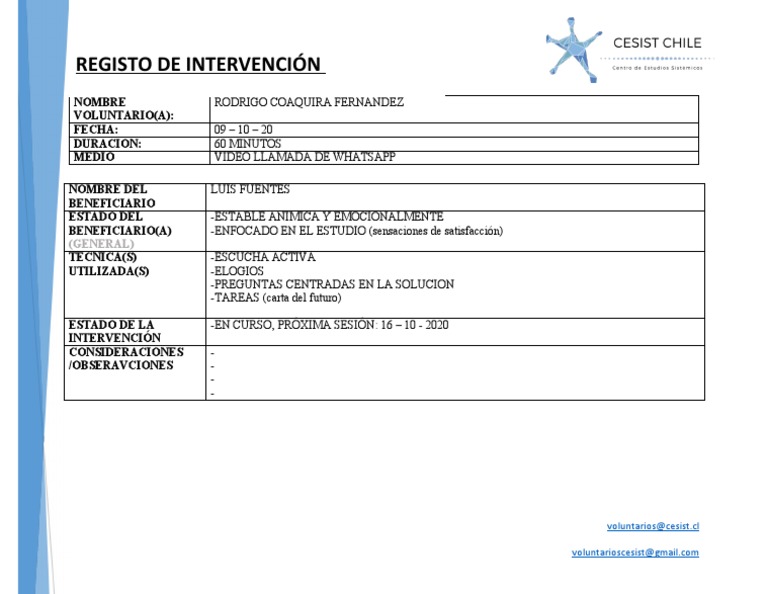 Registro de Intervención LF3 | PDF