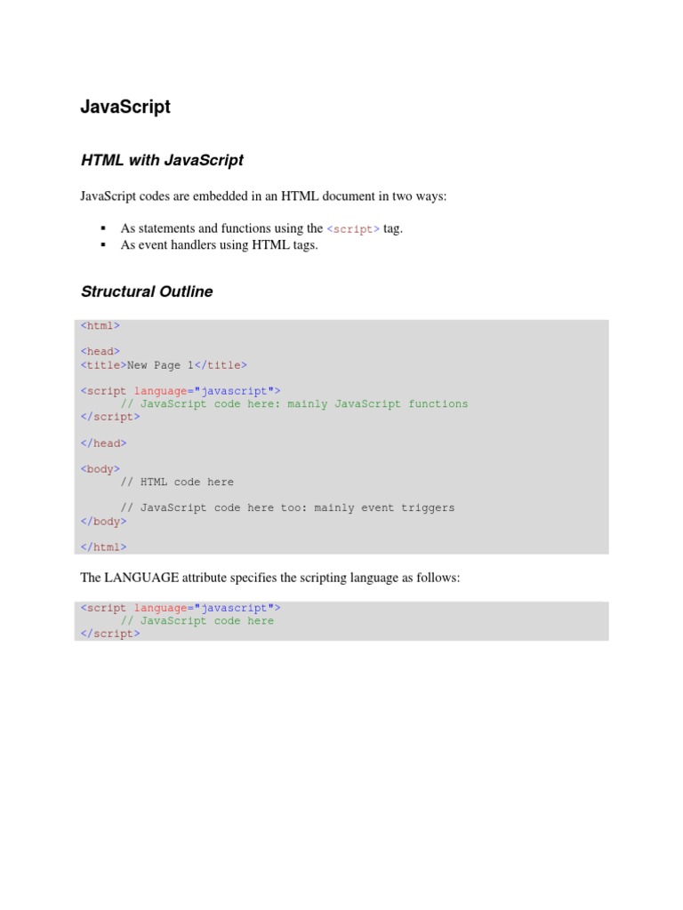 HTML With Javascript | PDF | Java Script | Control Flow