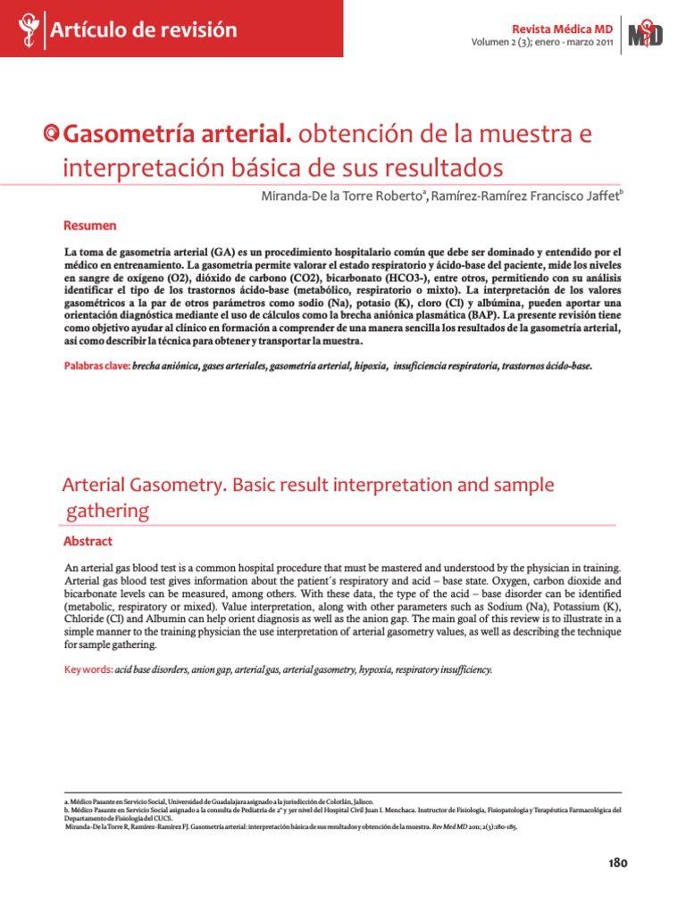 Interpretación de Gasometría Arterial | PDF | Fisiología ...