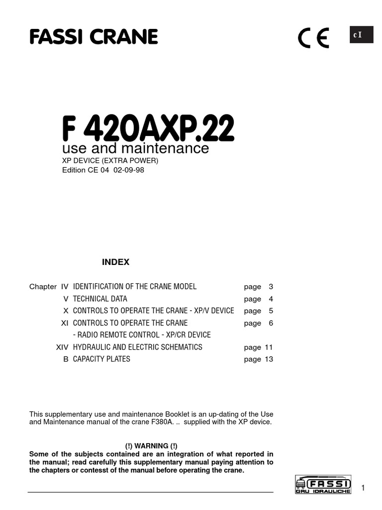 Fassi Crane: Use and Maintenance | PDF | Crane (Machine) | Remote Control