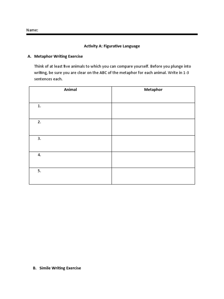 Worksheet-Figurative Language 1 | PDF