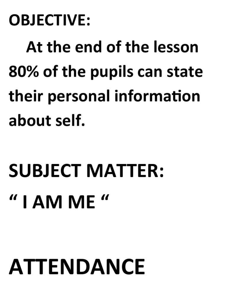 Objective: at The End of The Lesson 80% of The Pupils Can State Their ...