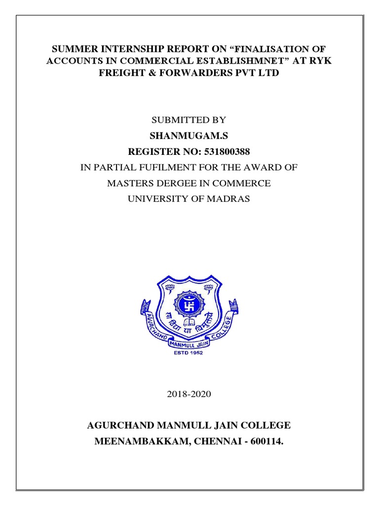 Internship Report Mca Audit Report Internship | PDF | Services ...